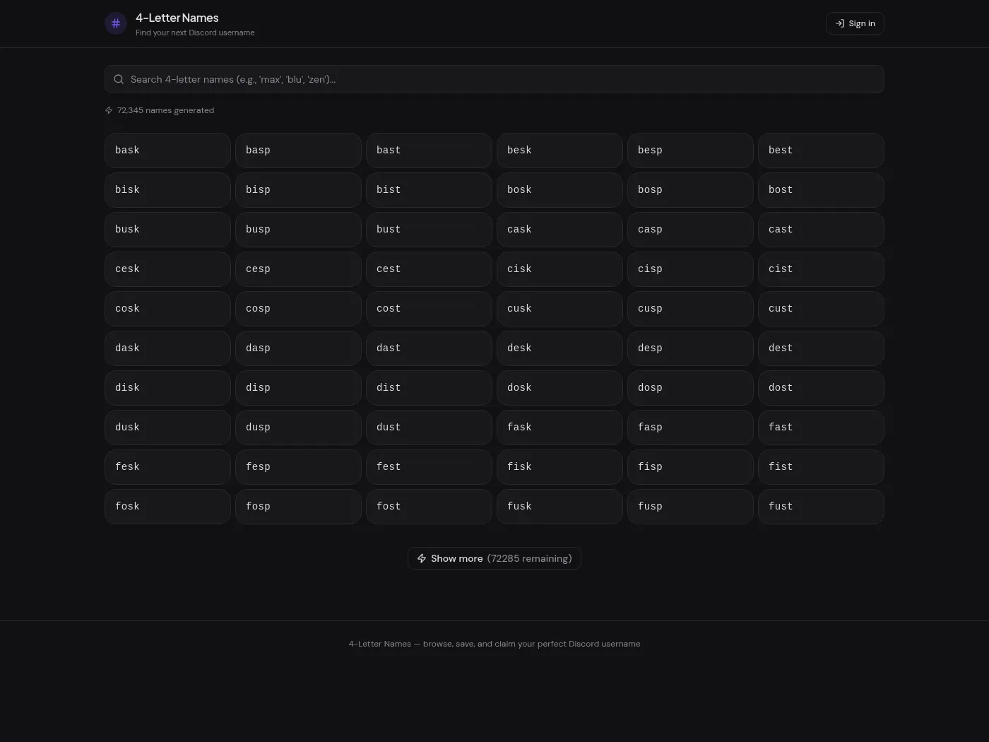 Discord Name Finder