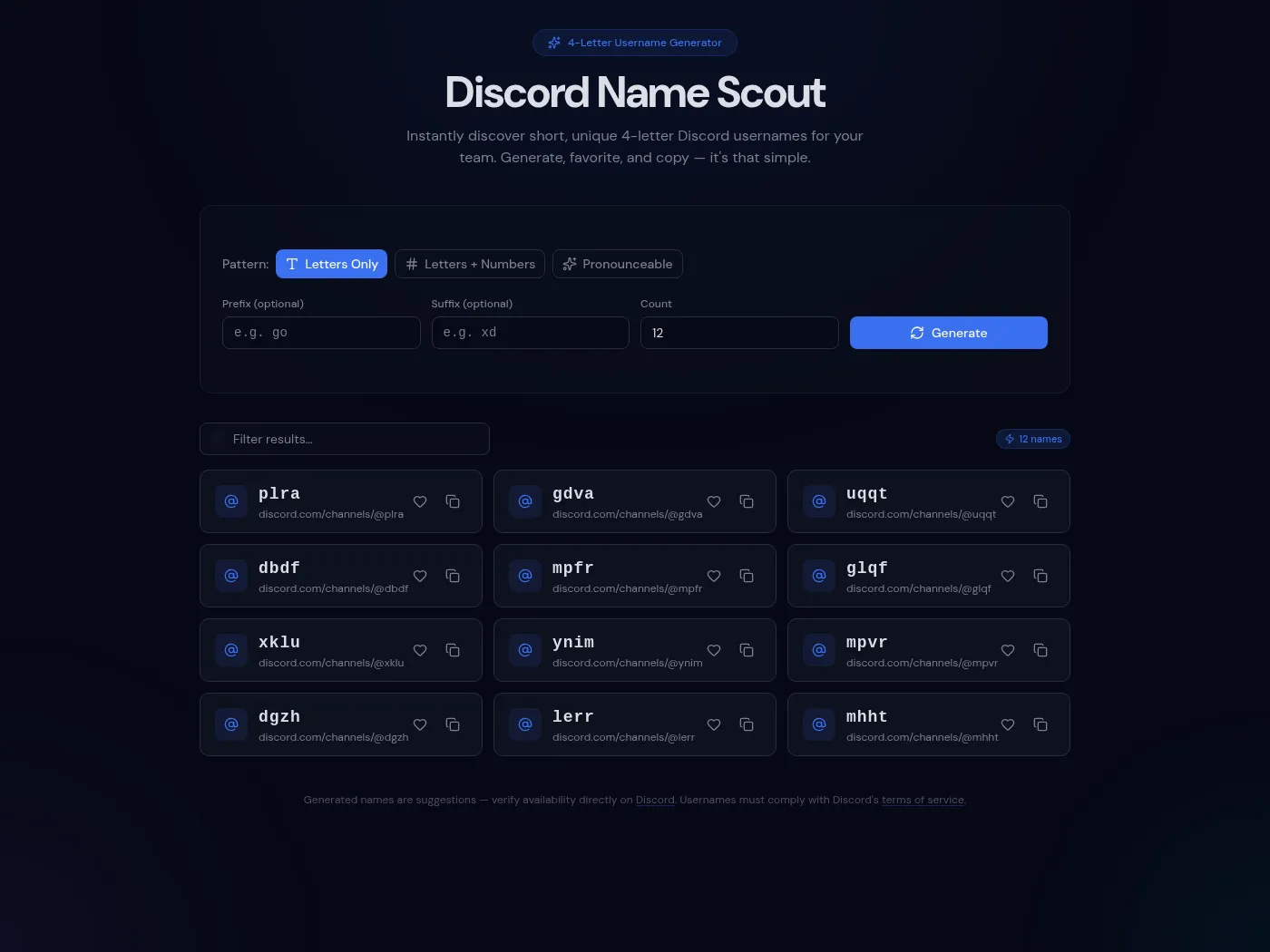 Discord Name Scout