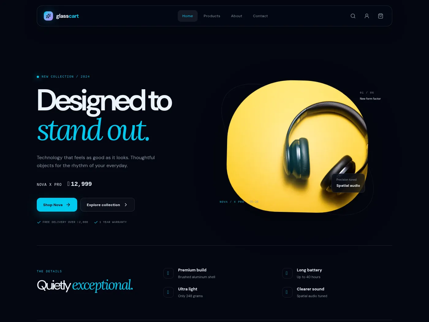 GlassCart E-Commerce OnePage