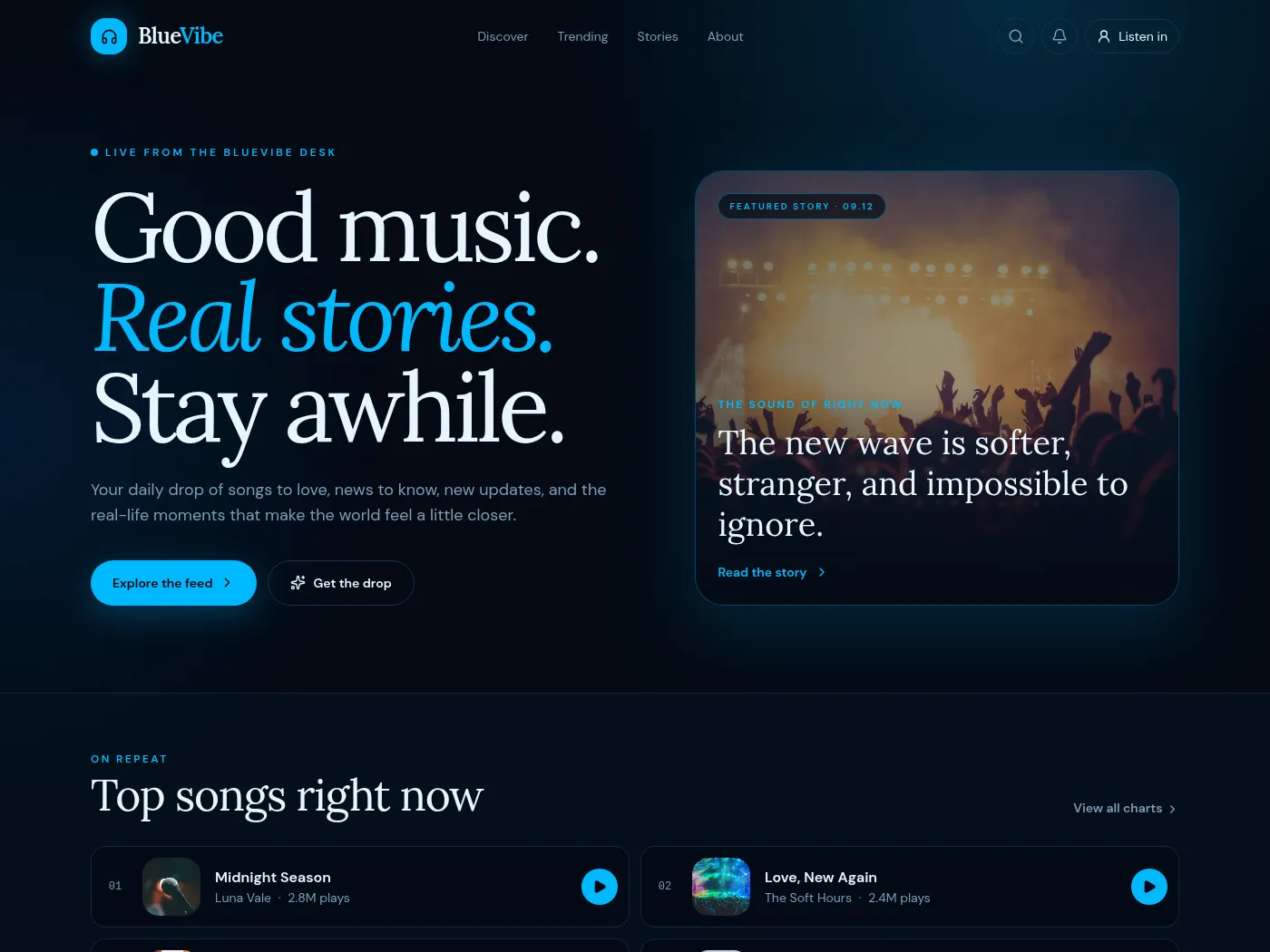 BlueVibe Music Feed