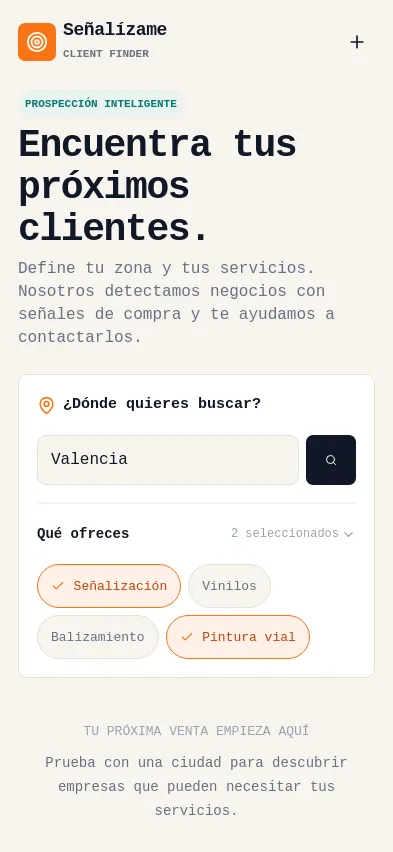 Señalízame Client Finder