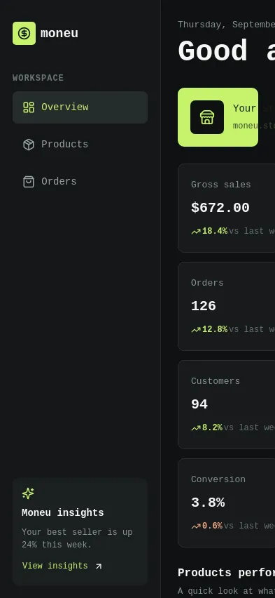 Moneu Commerce App