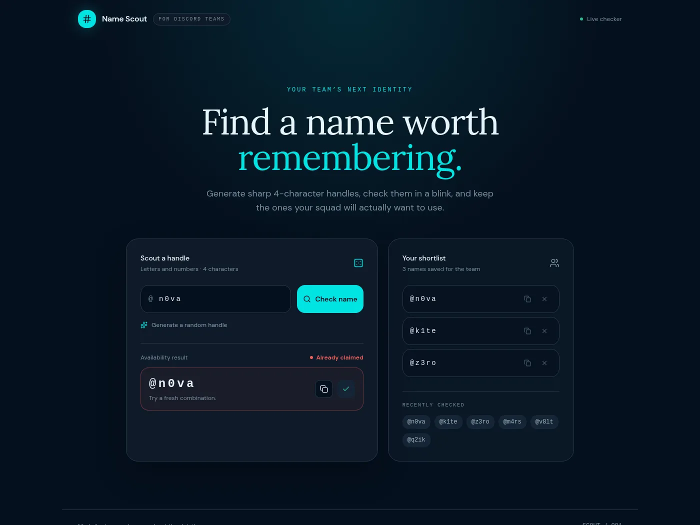 Discord Name Scout