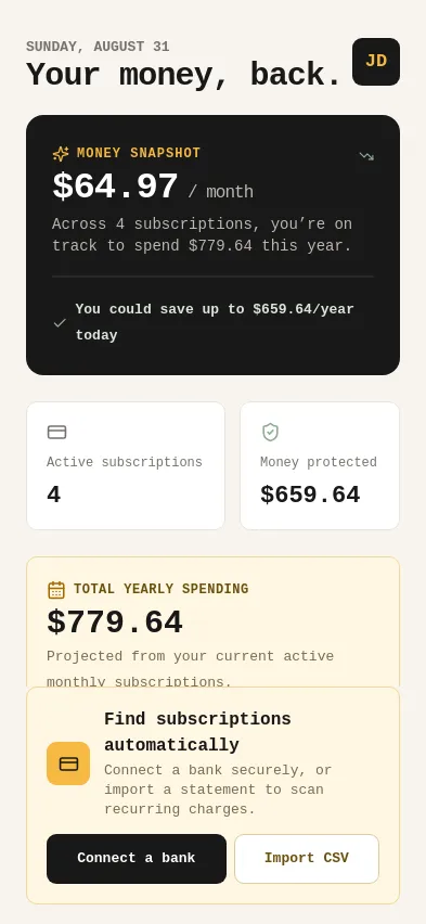 Subscription Saver Mobile