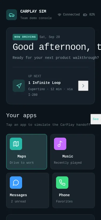 Simulated CarPlay Dashboard