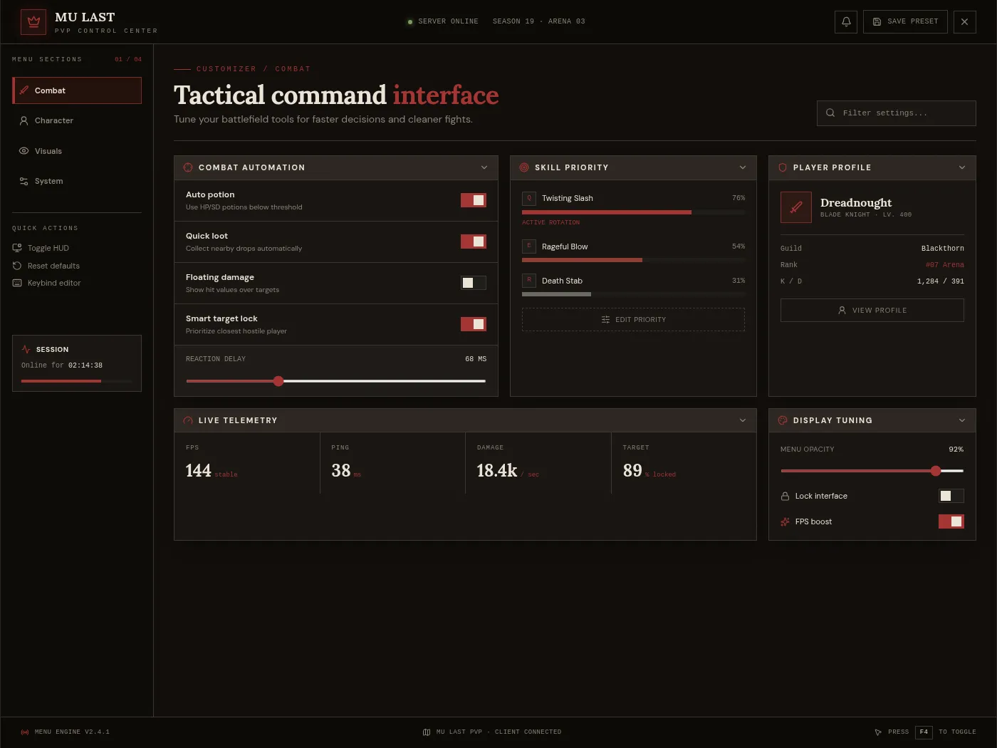 MU Custom Menu UI
