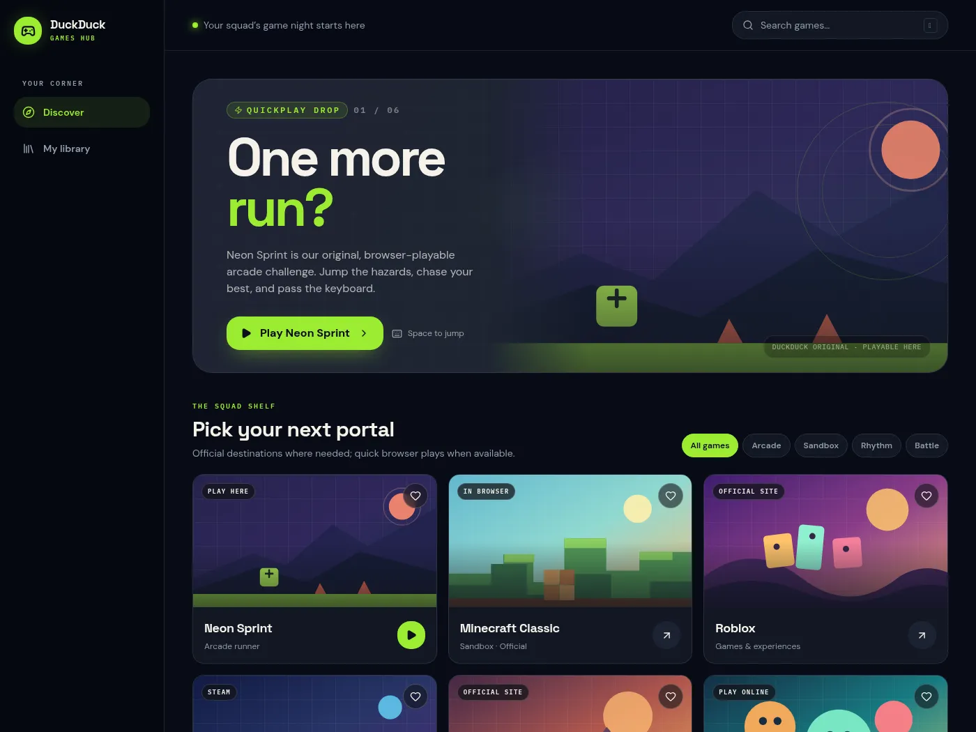 DuckDuck Games Hub