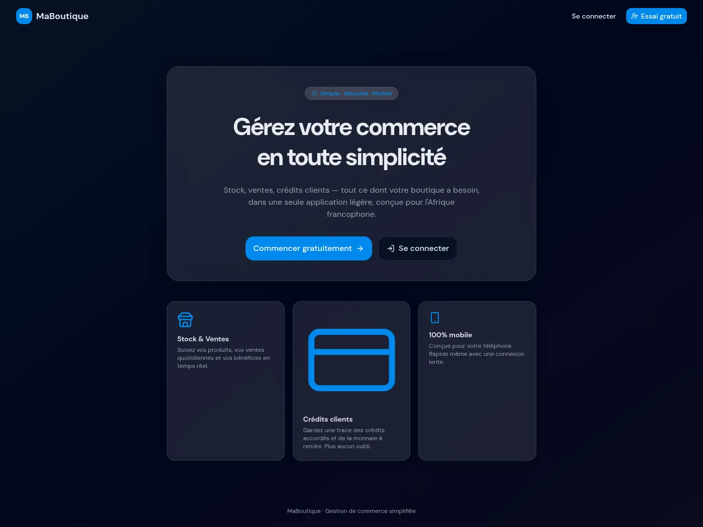 MaBoutique SaaS Gestion Commerces