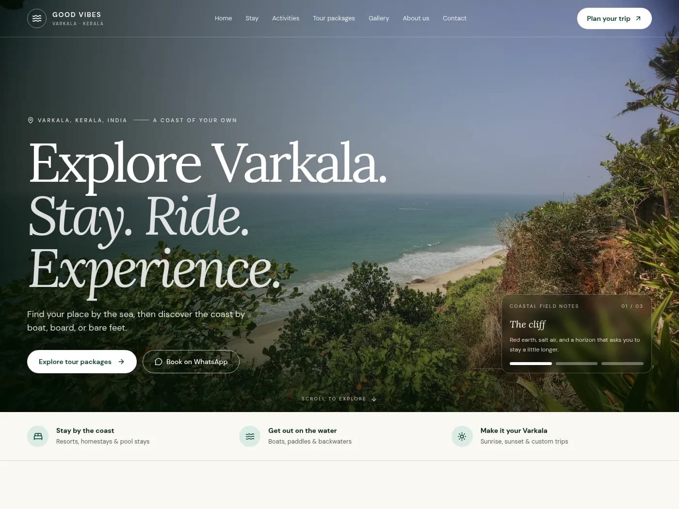 Varkala Coastal Tours Website