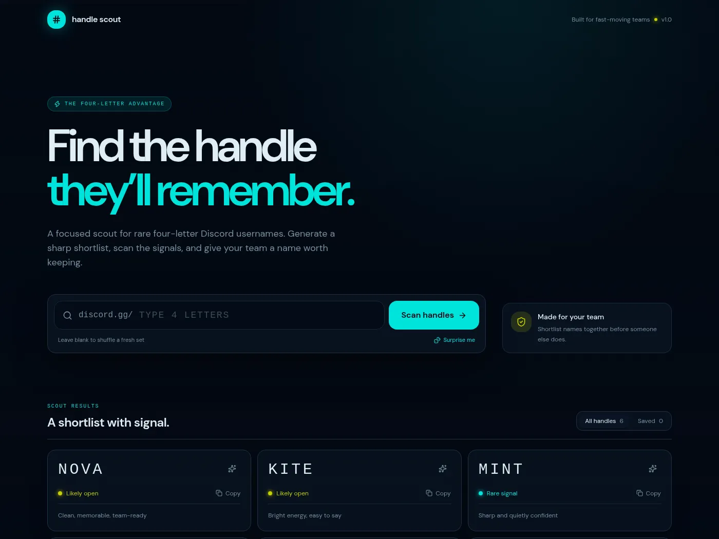 Discord 4-Letter Finder