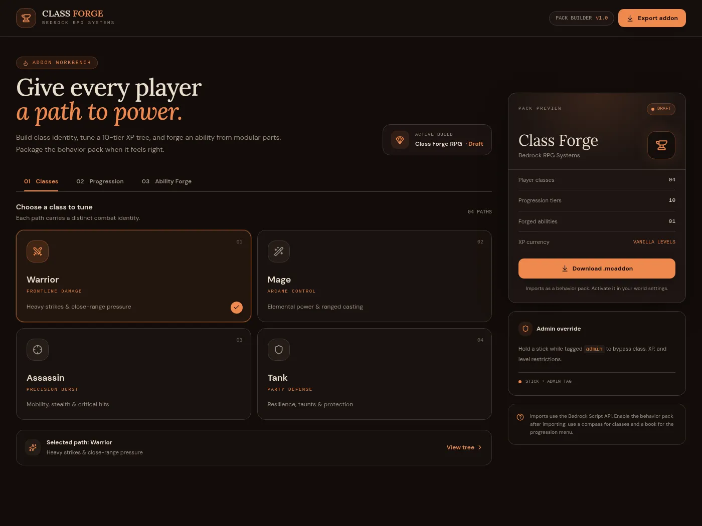 Bedrock Class Addon