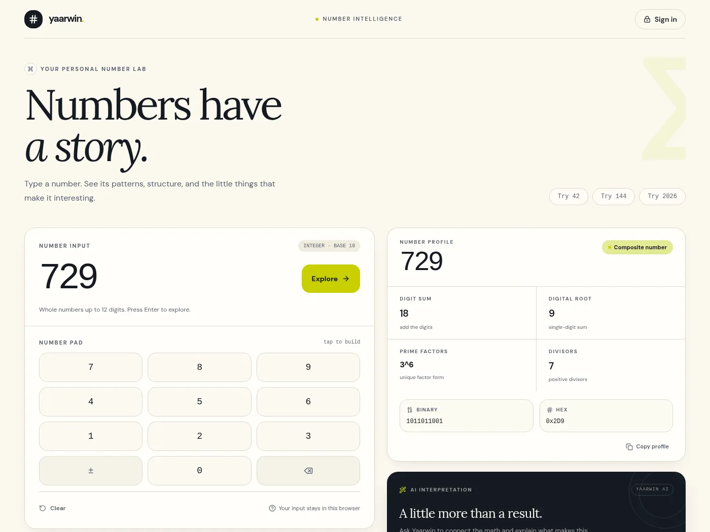 Yaarwin AI Number Panel