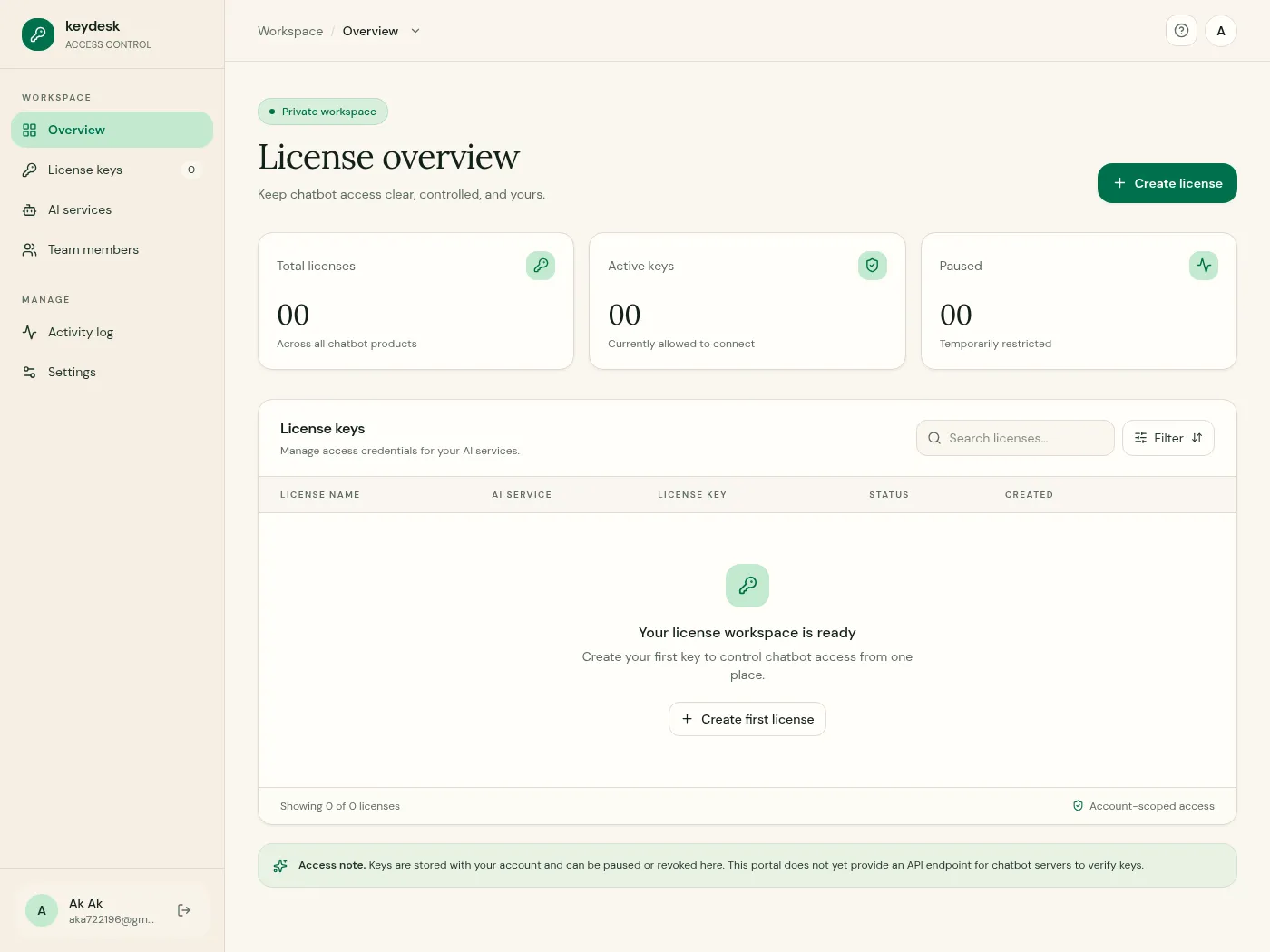 Chatbot License Portal