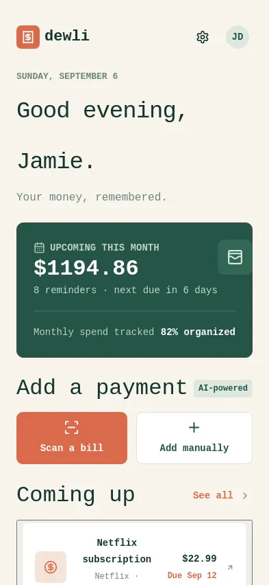 Dewli Bill Reminder