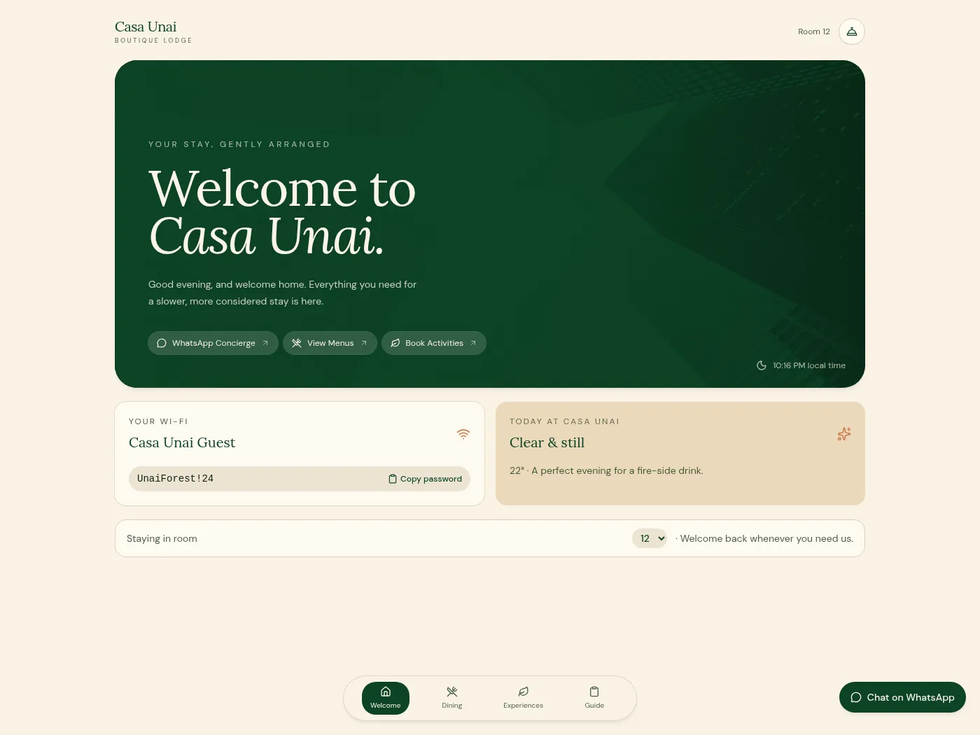 Casa Unai Guest Portal