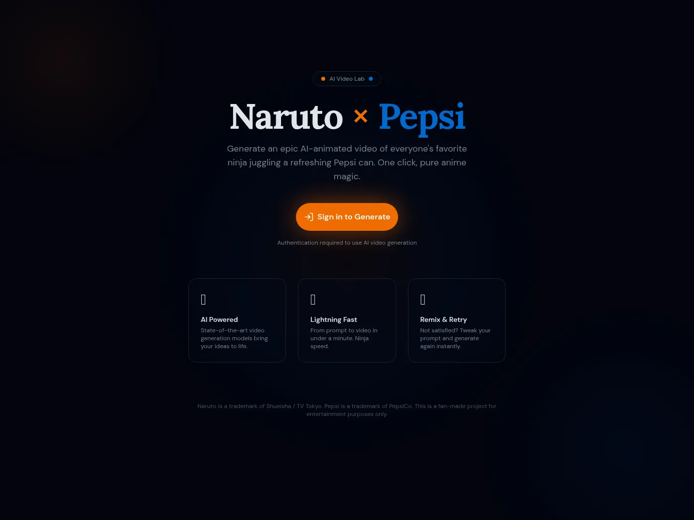 Naruto x Pepsi Video Site