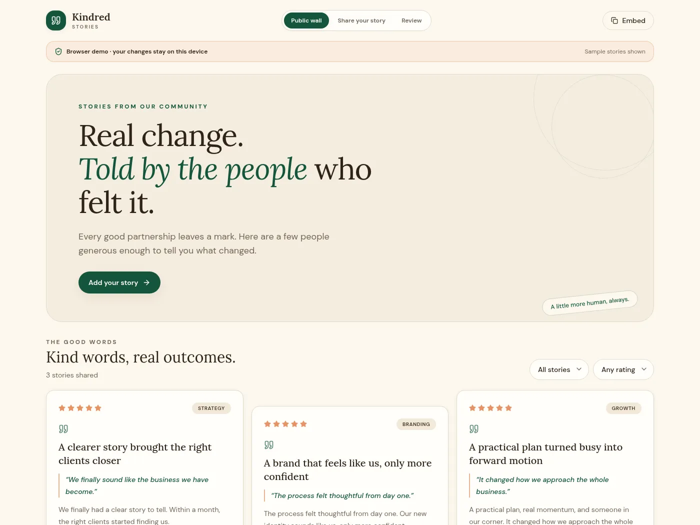 AI Testimonial Wall