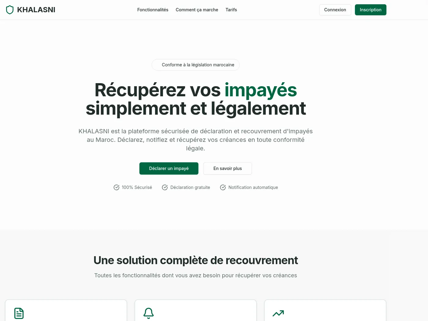 KHALASNI — SaaS de Déclaration et Recouvrement d'Impayés au Maroc