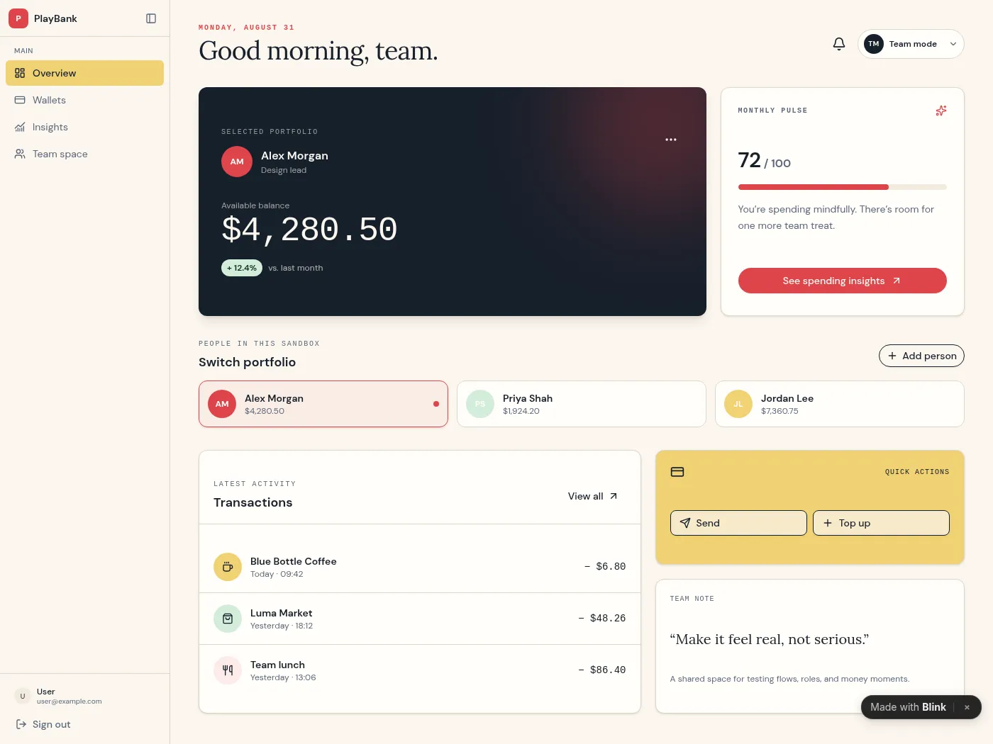 PlayBank UX Sandbox