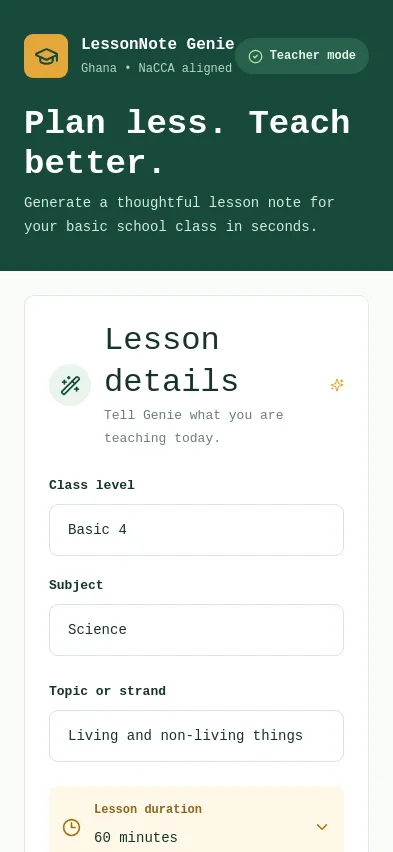 LessonNote Genie GH