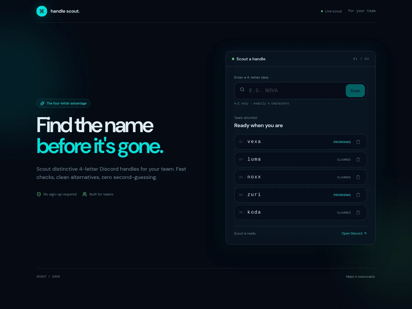 Discord Handle Scout