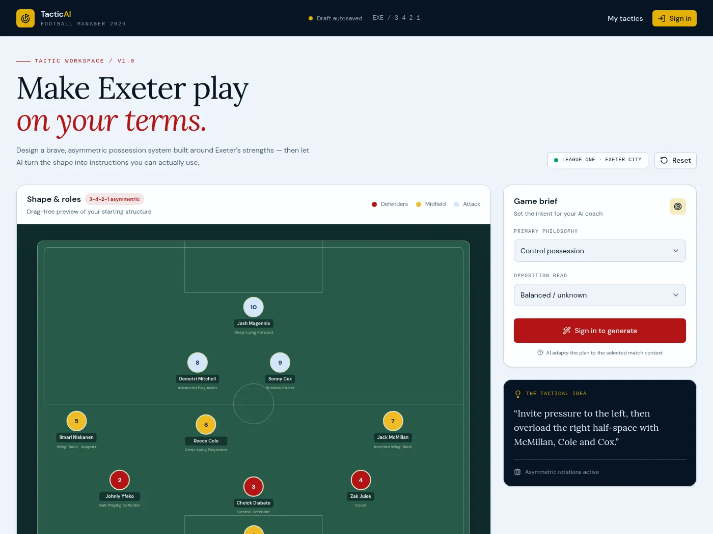 TacticAI Football Designer
