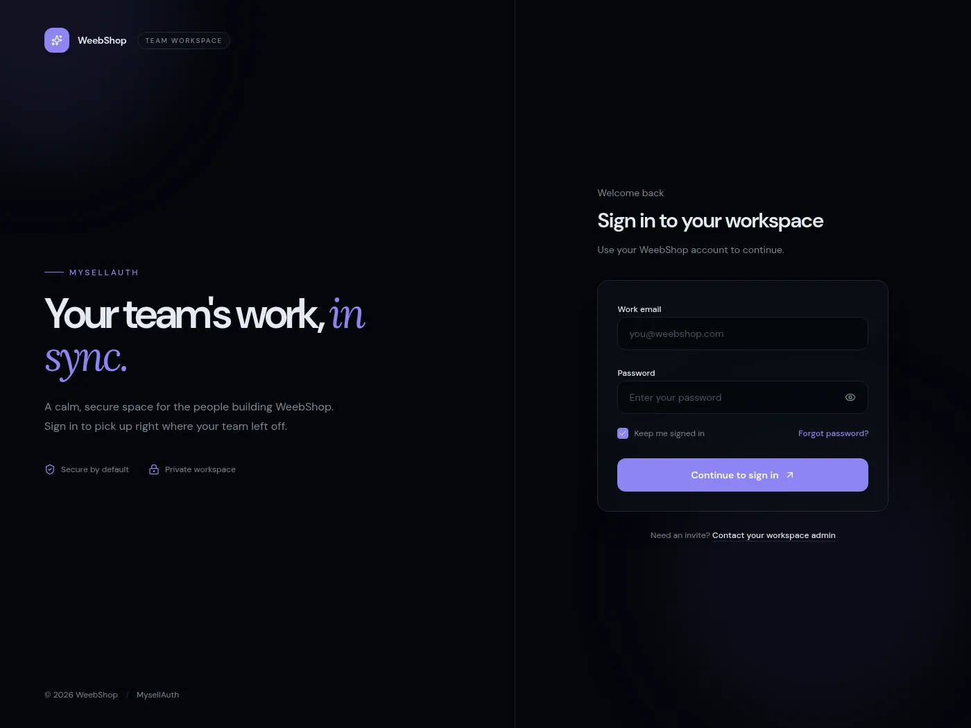 MysellAuth Dark Theme