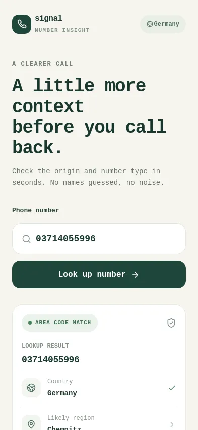 Number Info Lookup