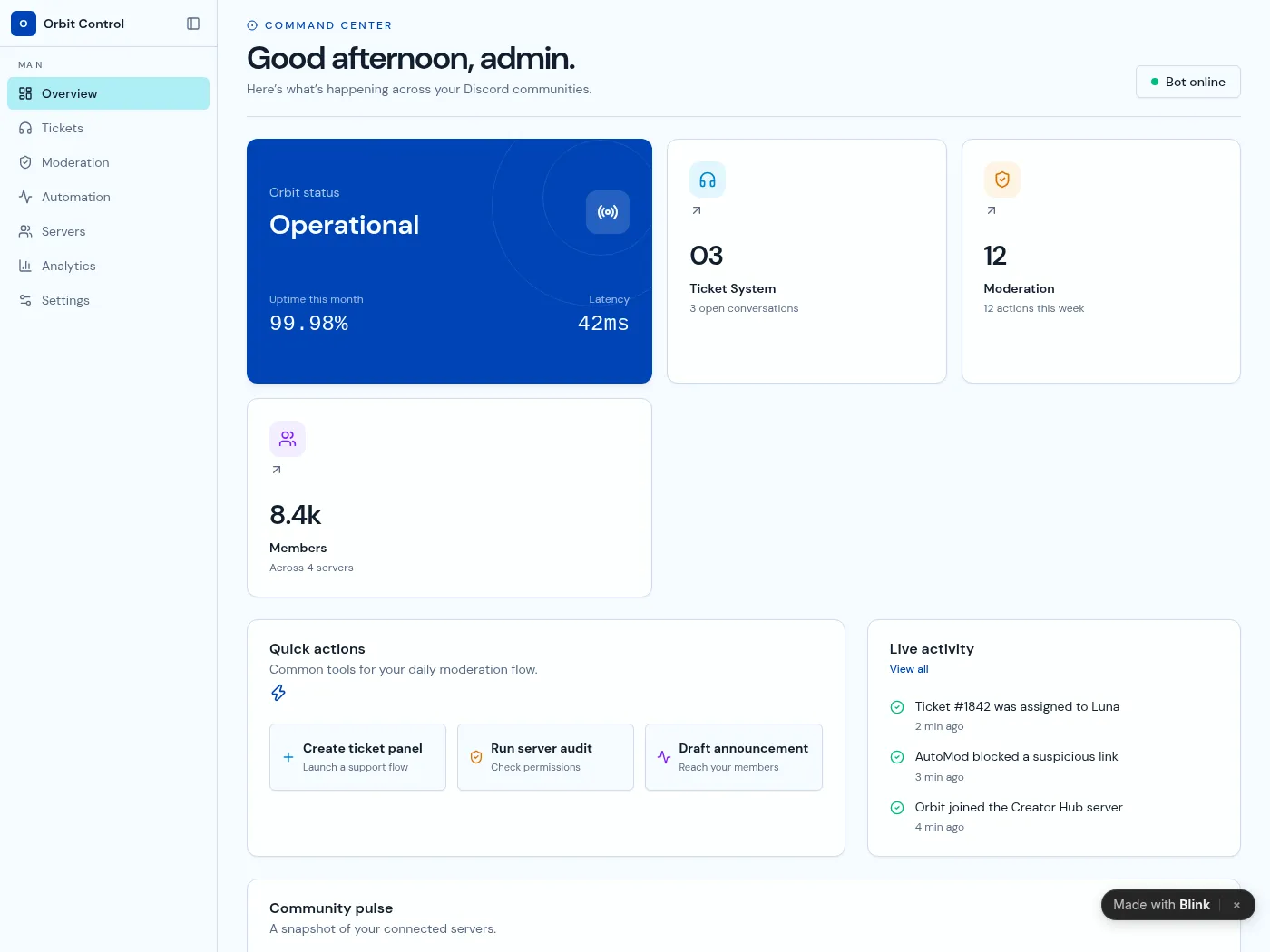 Discord Bot Dashboard Pro