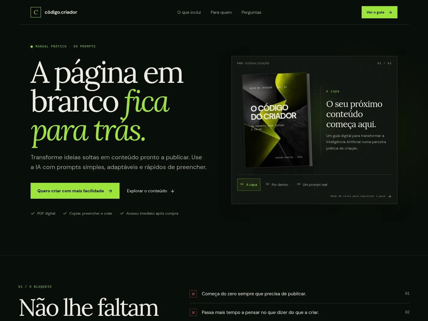 Código do Criador Landing
