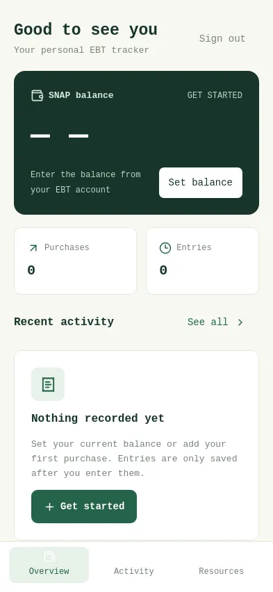 SNAP Balance Tracker