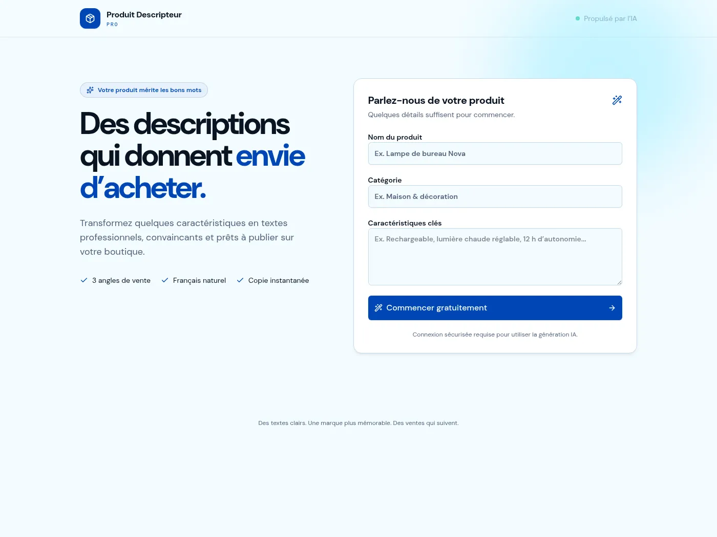 Produit Descripteur Pro