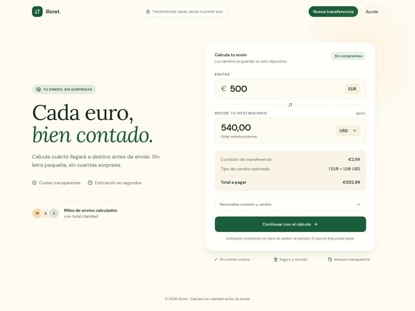 Illoret Transfer Calculator