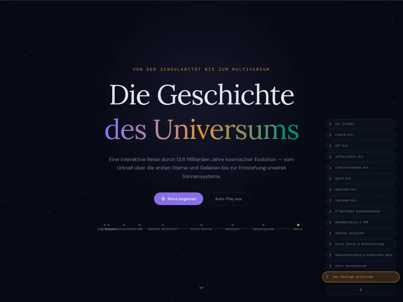 Universe History Explorer