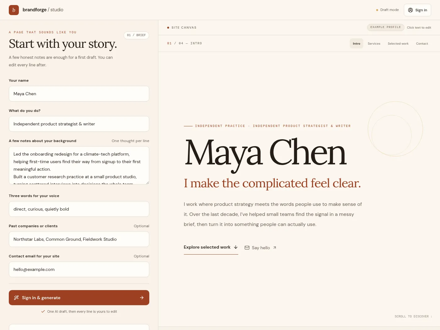 BrandForge AI Site Builder