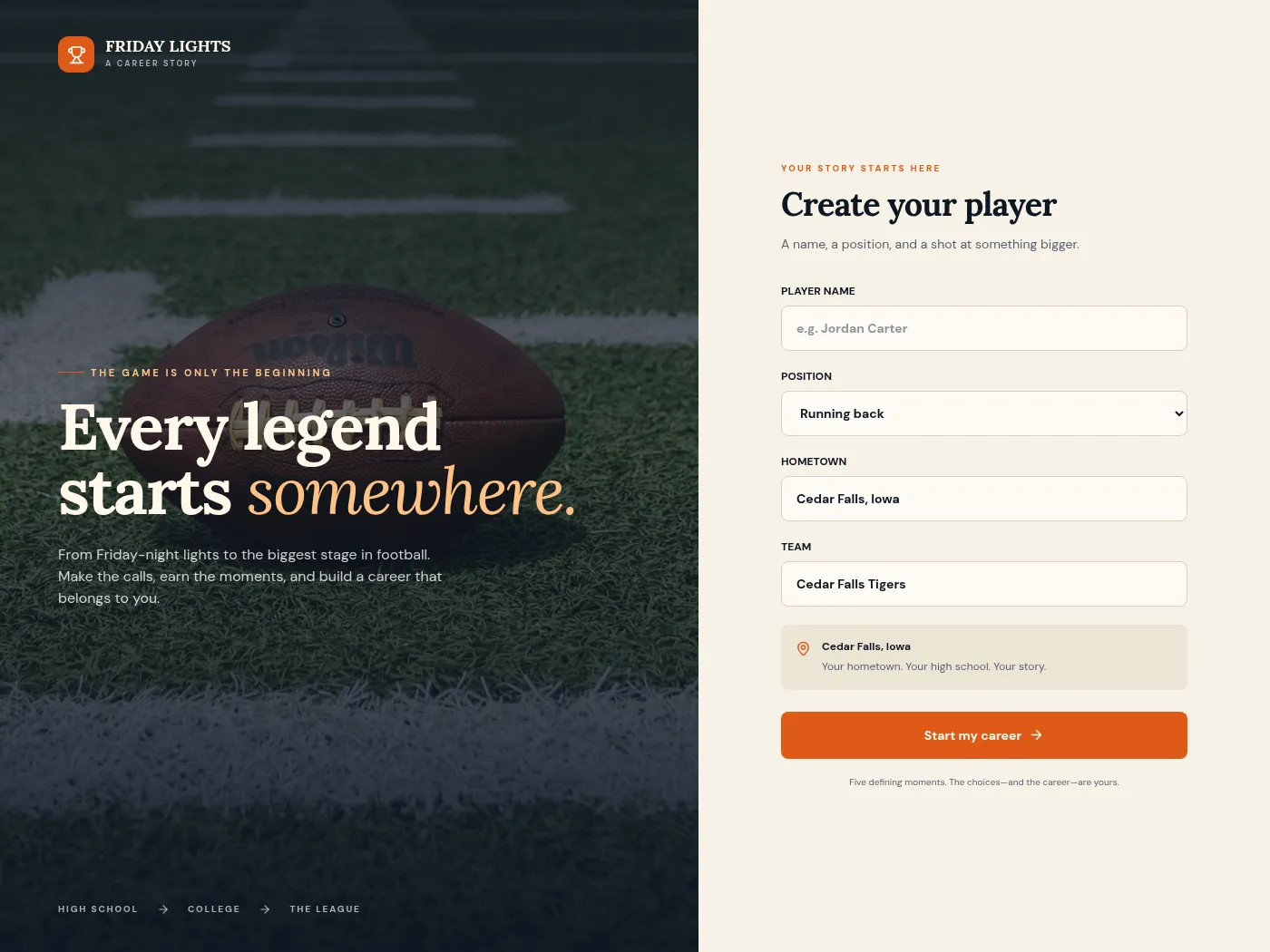 Gridiron Storyline Sim