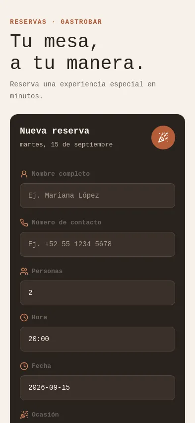 Reserva Gastrobar App