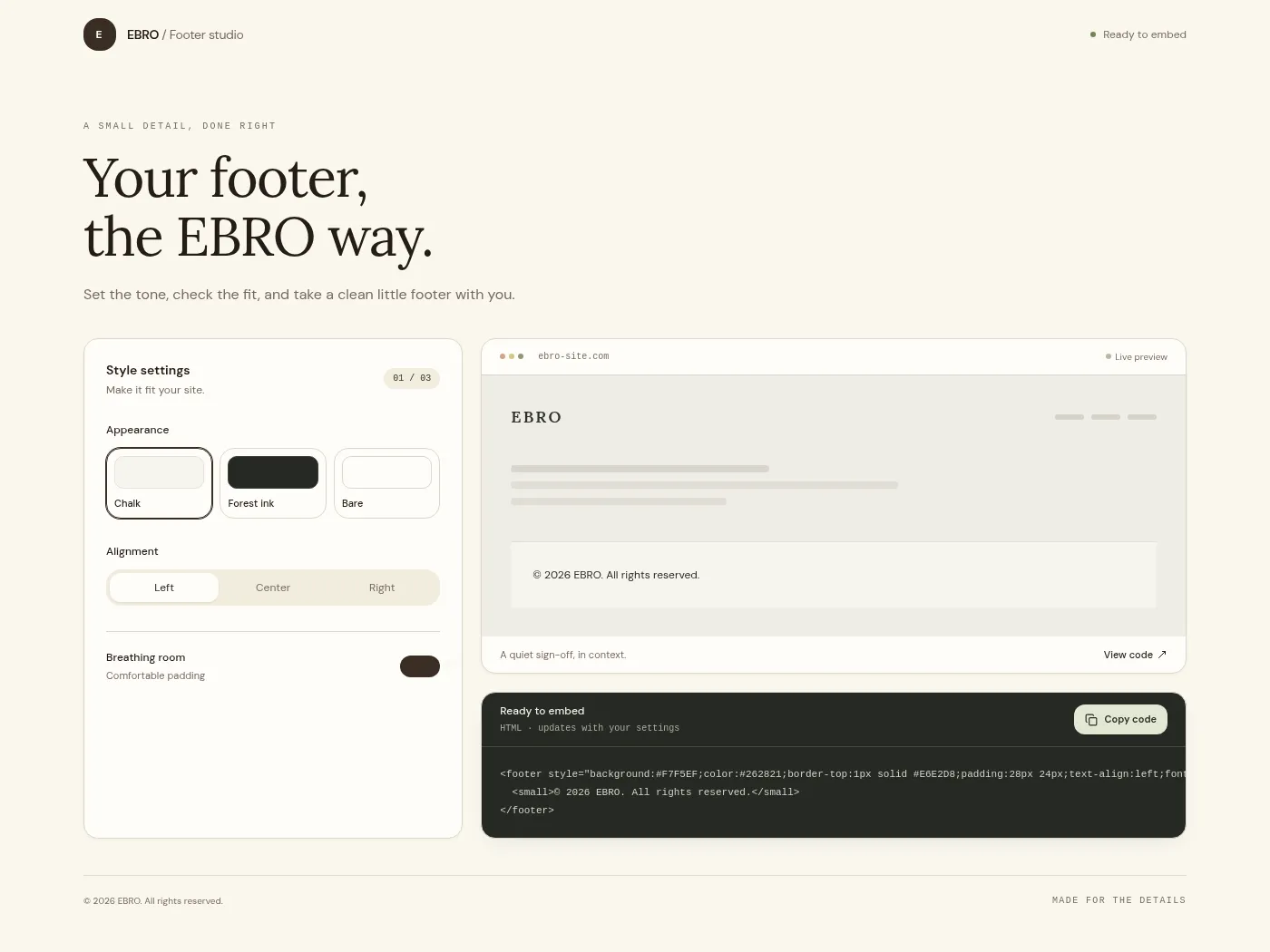 Ebro Brand Footer Widget
