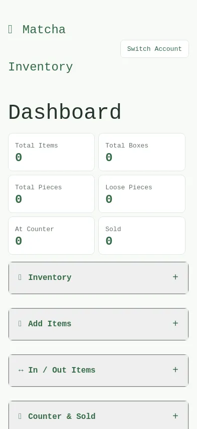 Matcha Inventory Mobile
