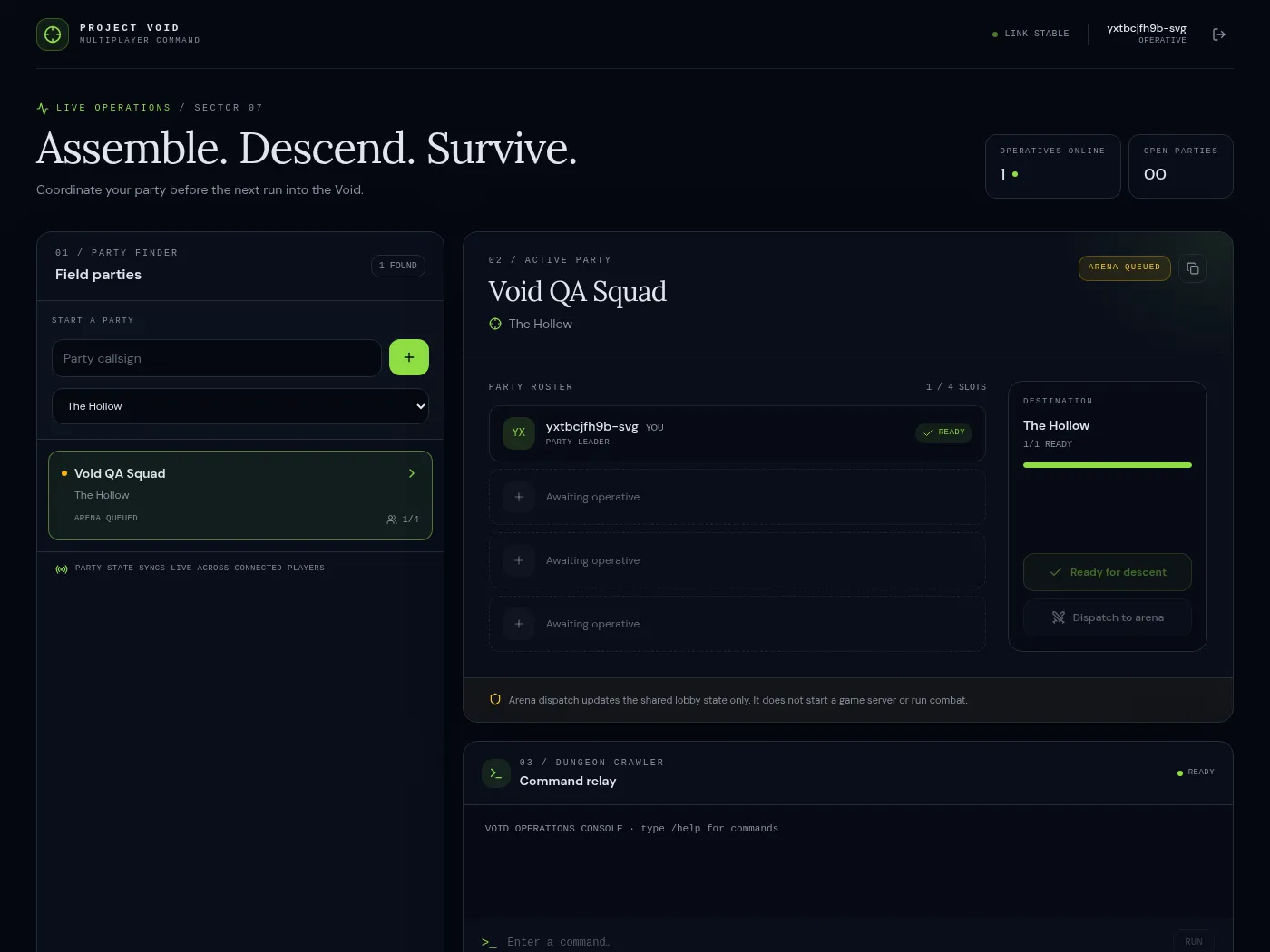 Project Void Game Backend