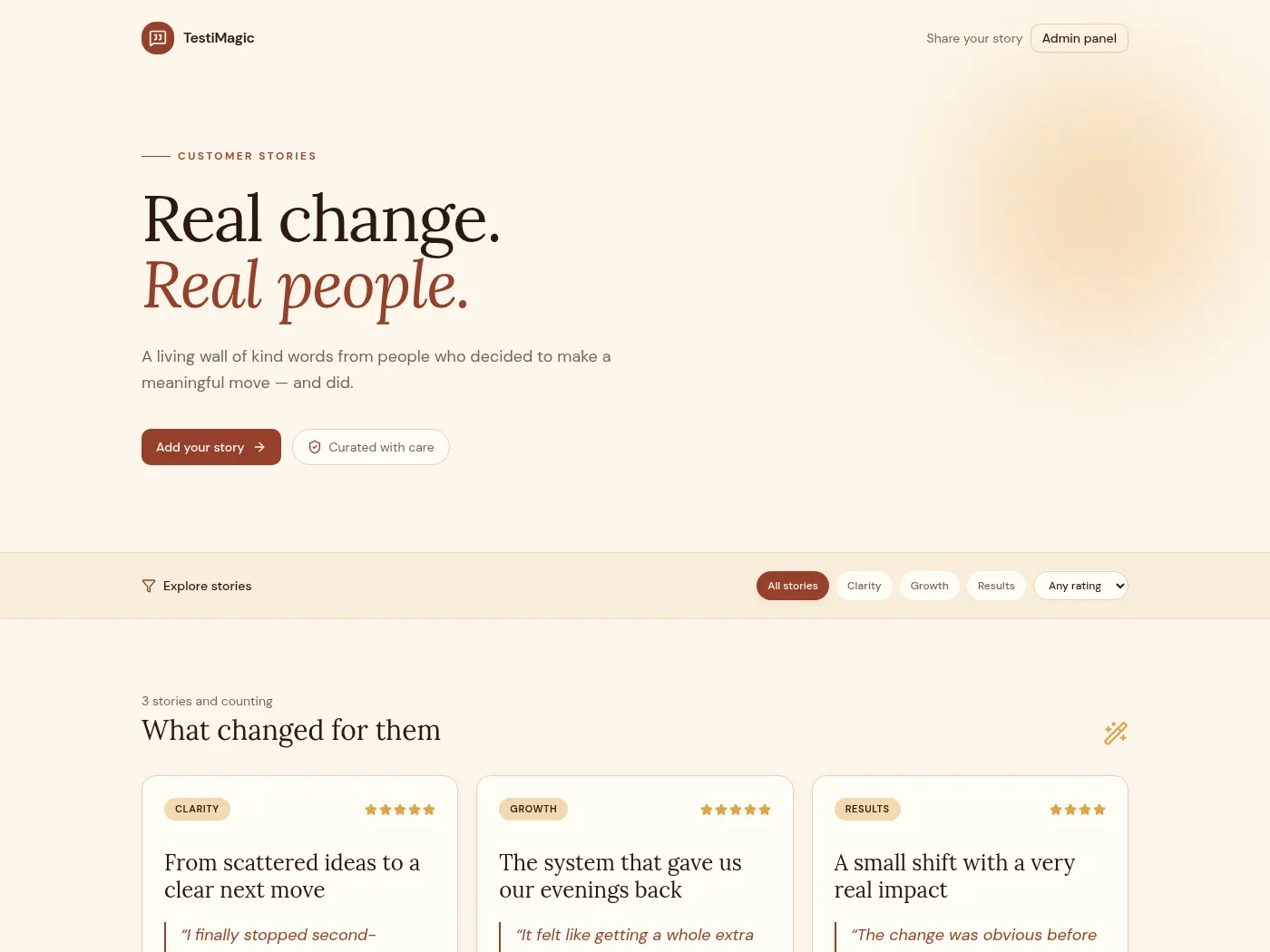 TestiMagic AI Wall