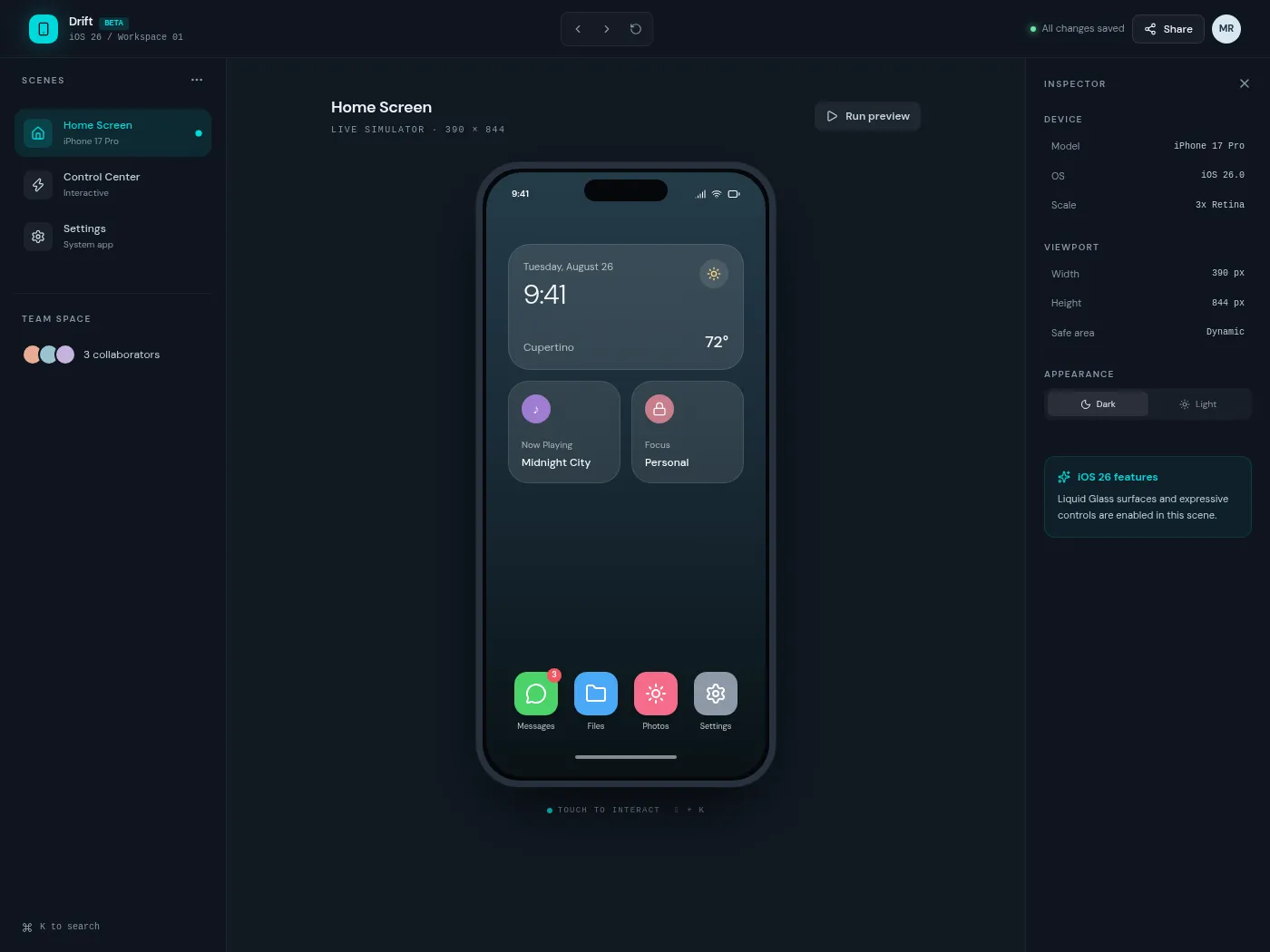 iOS 26 Web Simulator
