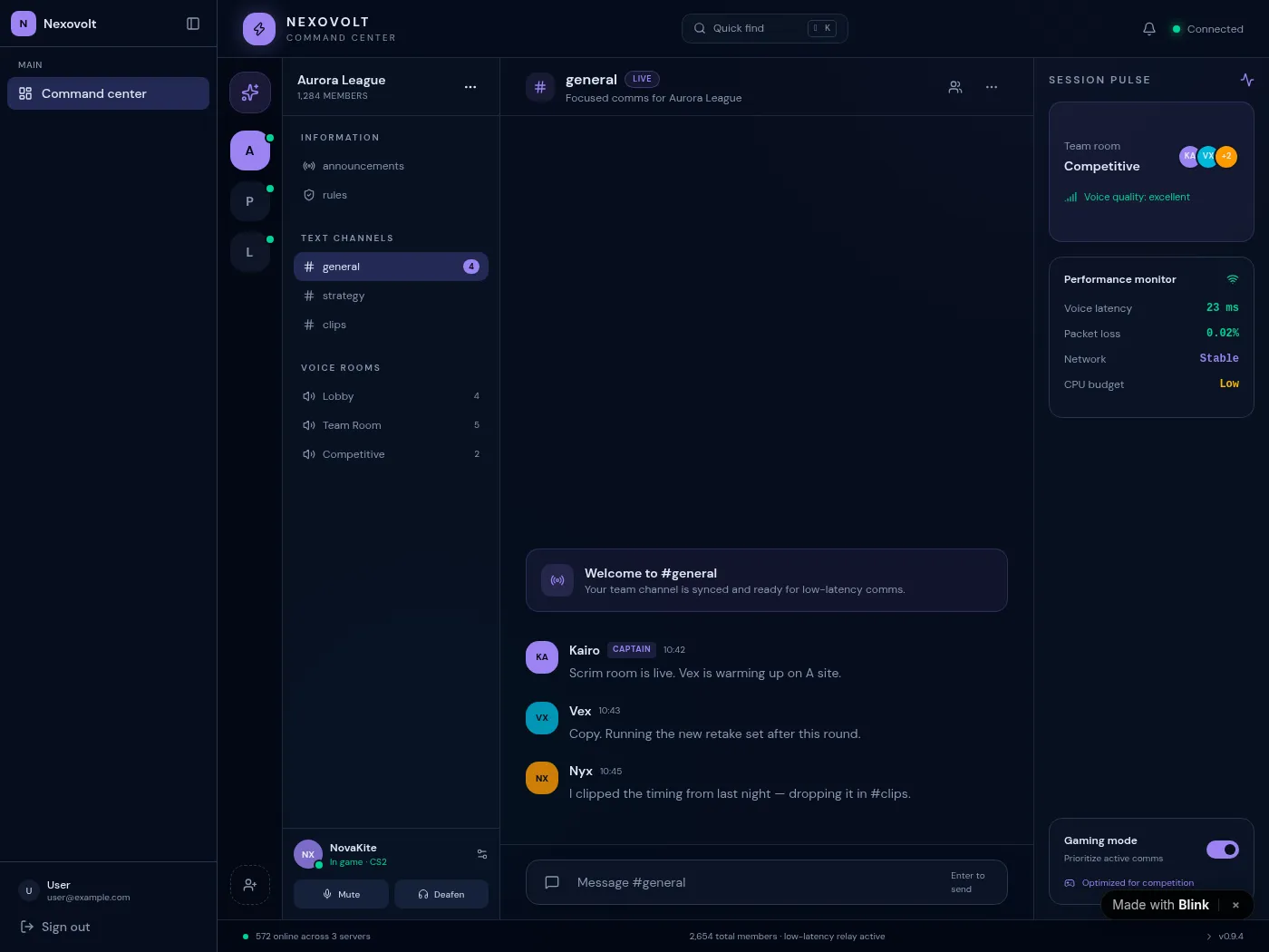 Nexovolt Competitive Gaming Hub