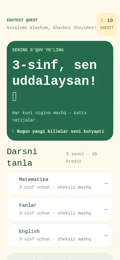 EduTest Mobile Quest