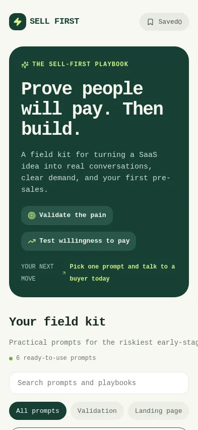 SaaS Sell-First Prompter