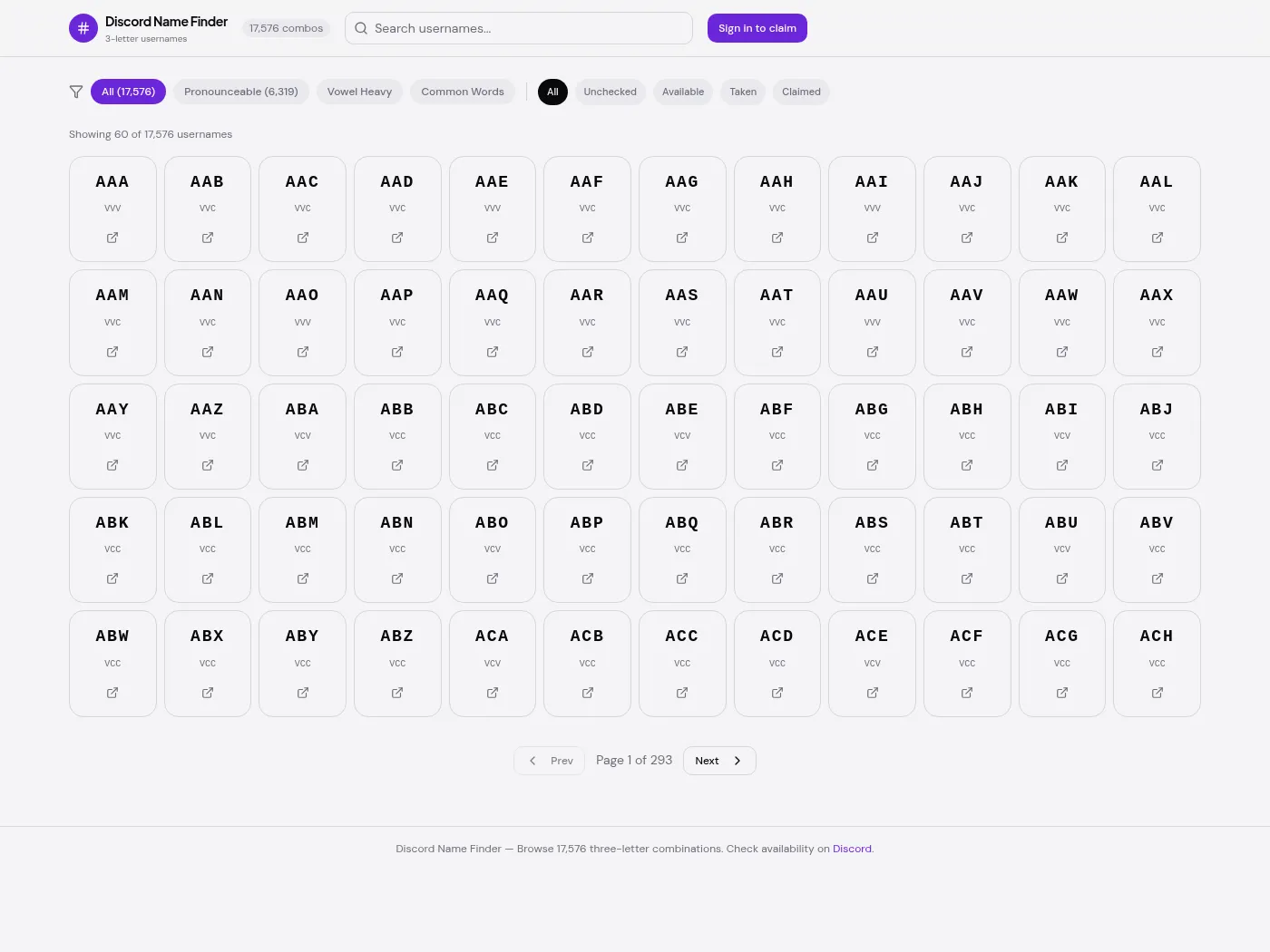 Discord Name Finder