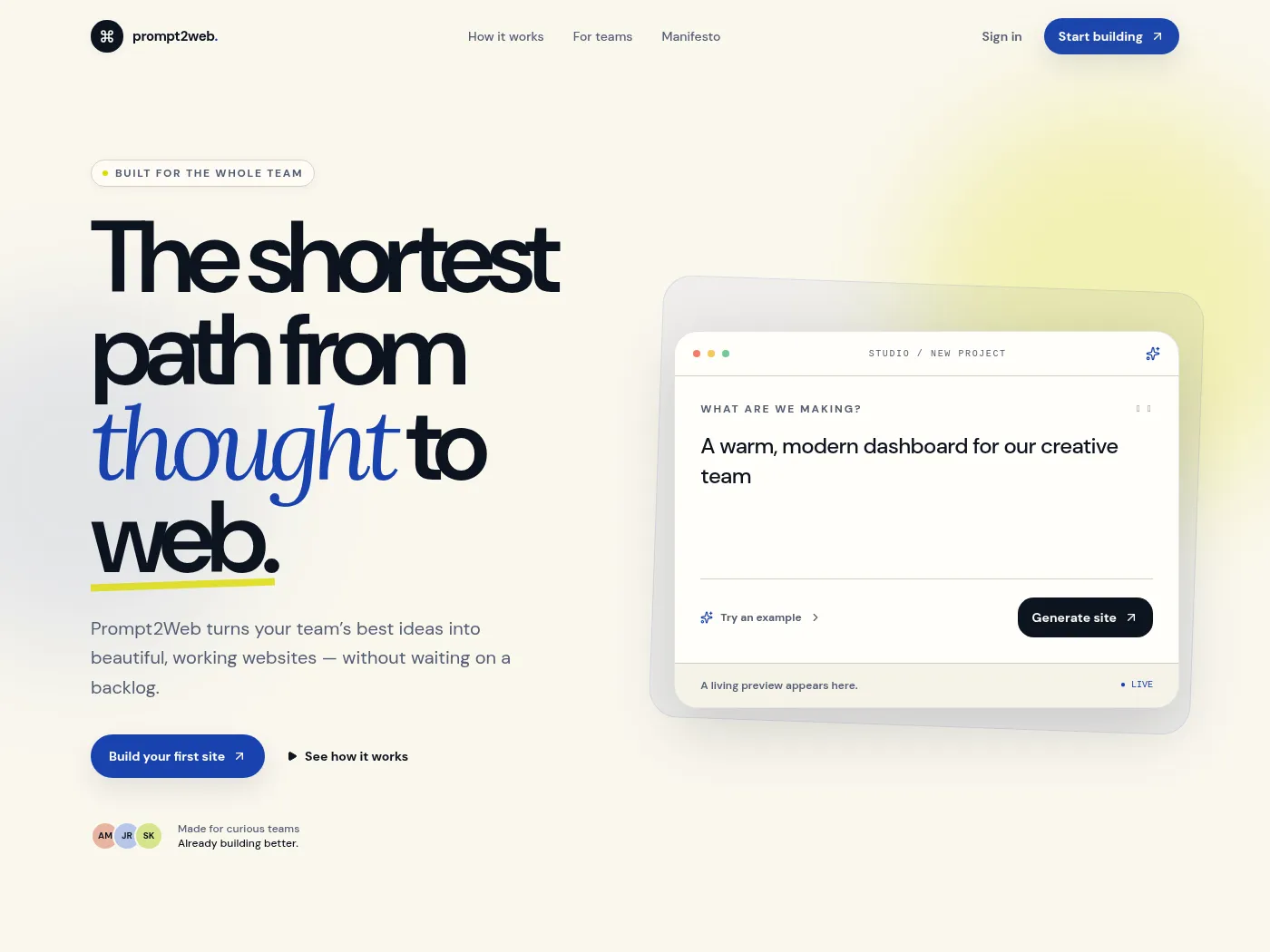 Prompt2Web Studio