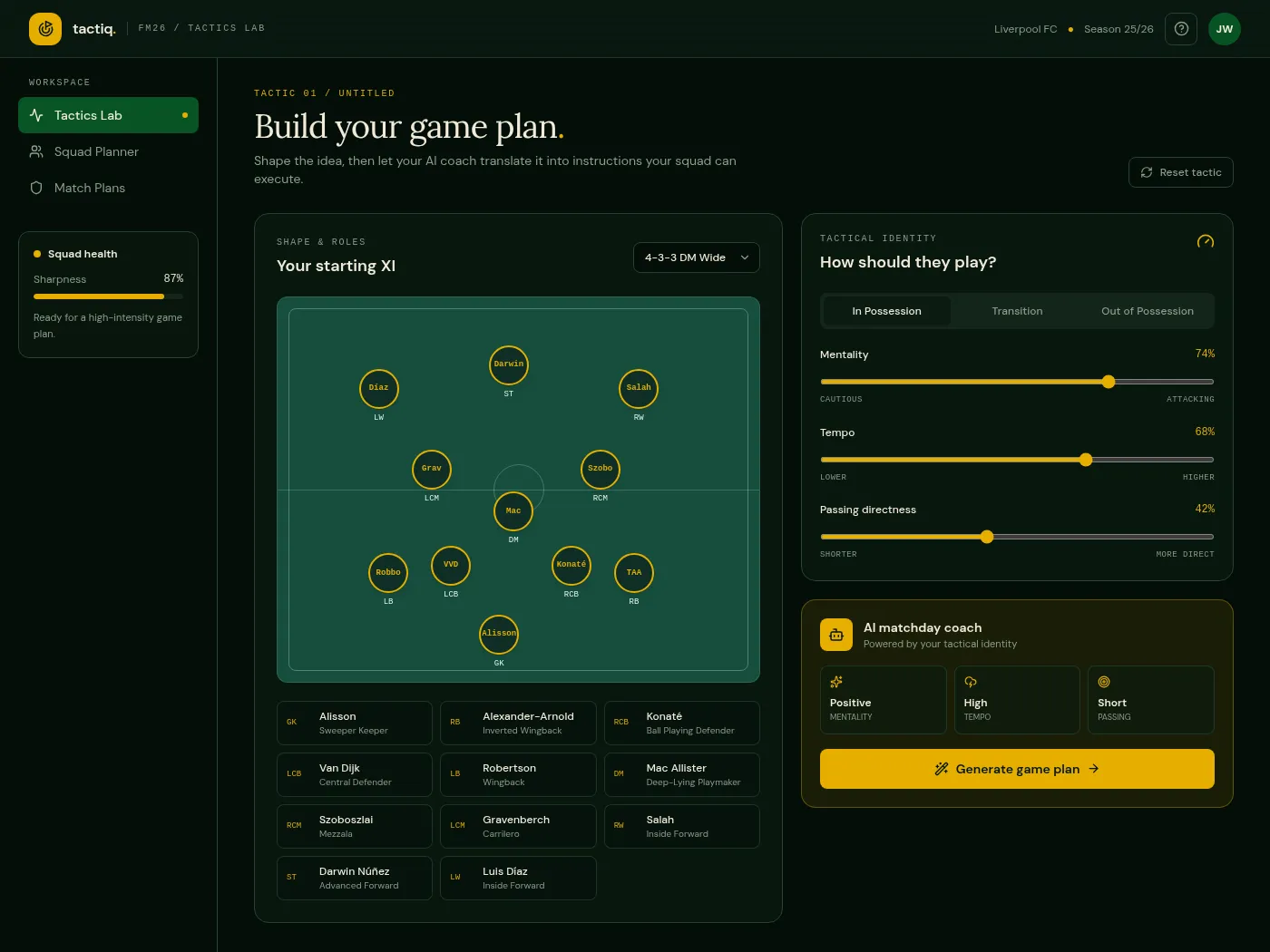 AI Football Tactics Builder