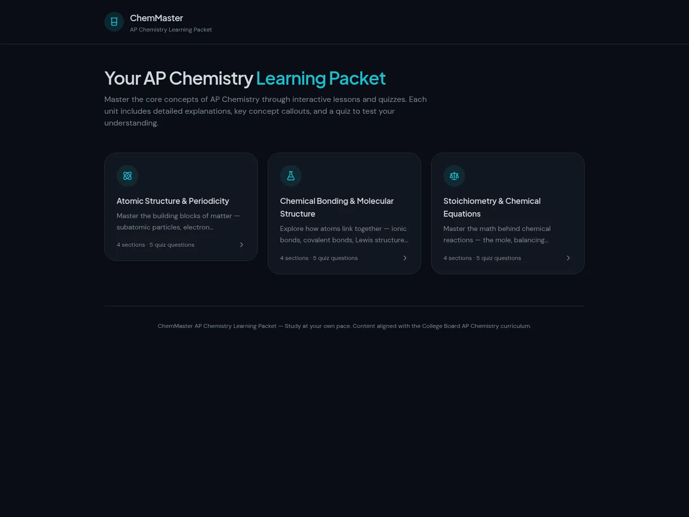 ChemMaster Learning Packet