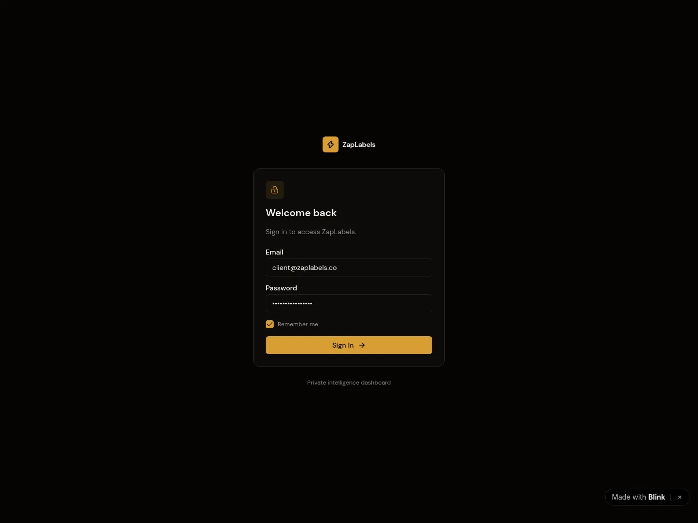 ZapLabels Dashboard